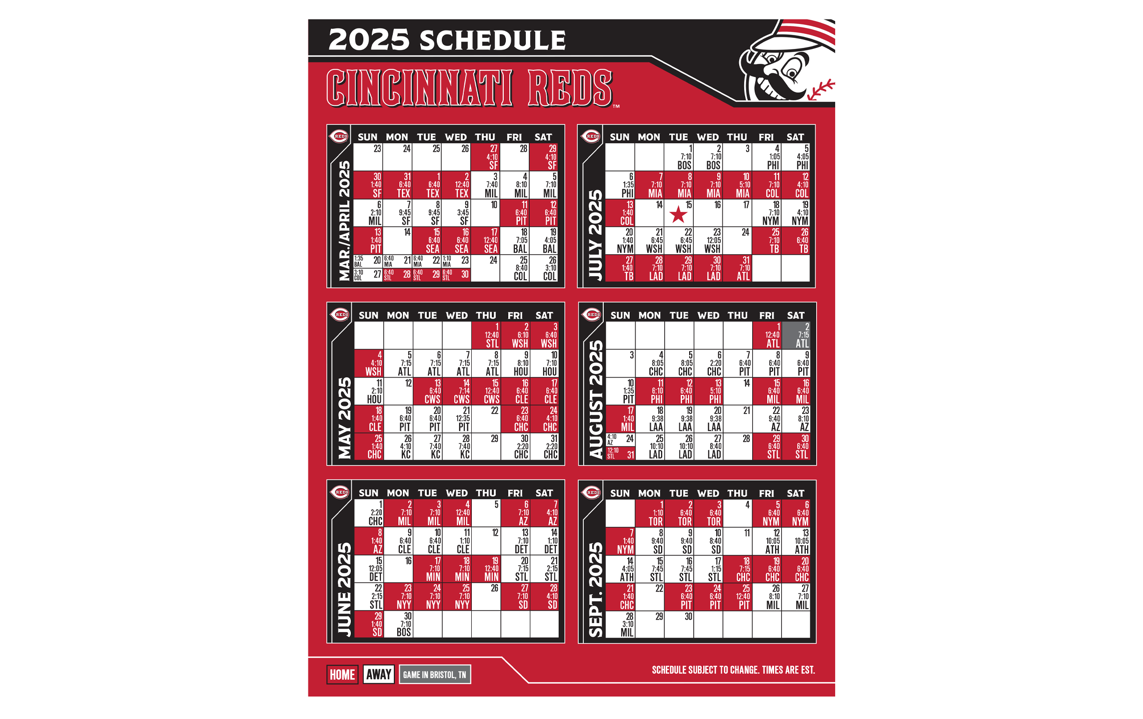 Cincinnati Reds Schedule 2025 | Gameday Grille and Patio