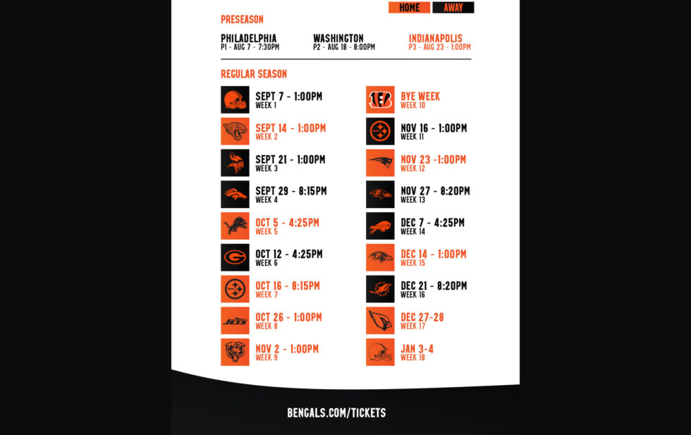 Cincinnati Bengals Schedule 2025 | Gameday Grille and Patio